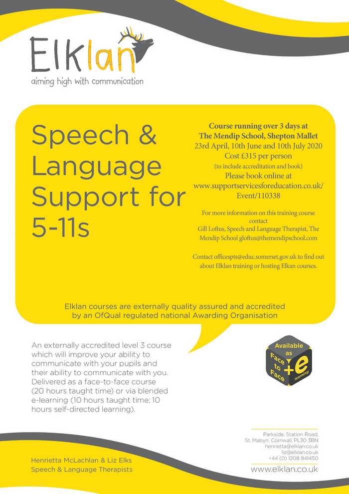 Speech and Language Support for 5-11s - Elklan | Events | Special ...